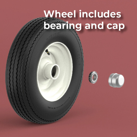 4.80 x 8 in. Log Splitter Wheel w/bearing, cap, and 16" DOT Tire for 1 ...