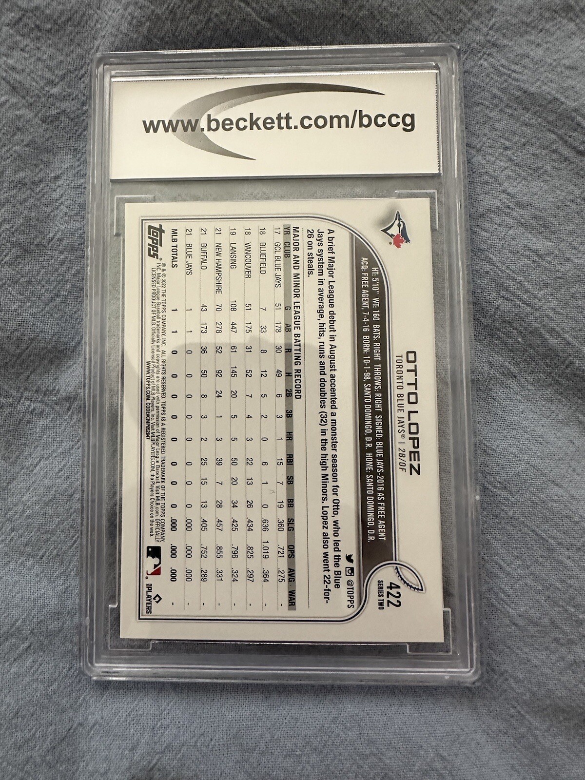 2022 Topps 2022 Gold Stars Otto Lopez #422 Rookie Card - Beckett 10 ...