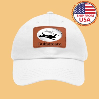 Gulfstream Aerospace Logo White Adjustable Dad Hat with Leather Patch | eBay