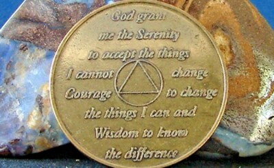 Alcoholics Anonymous 5 Year AA Bronze Medallion symbol back Coin Token ...