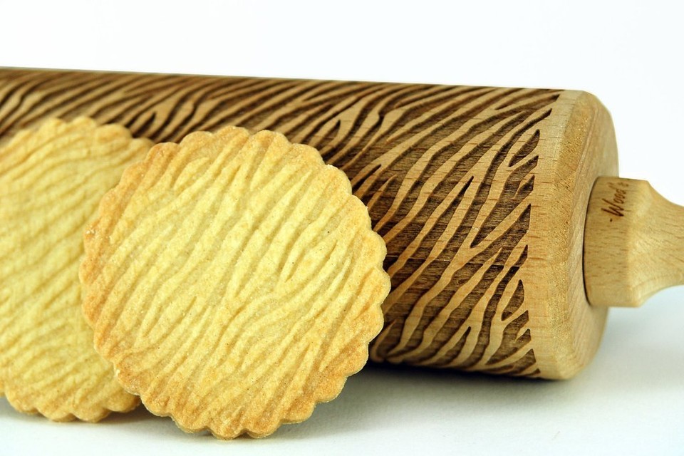 Engraved rolling pin wooden laser cut ANY PATTERN cookies embossed ...