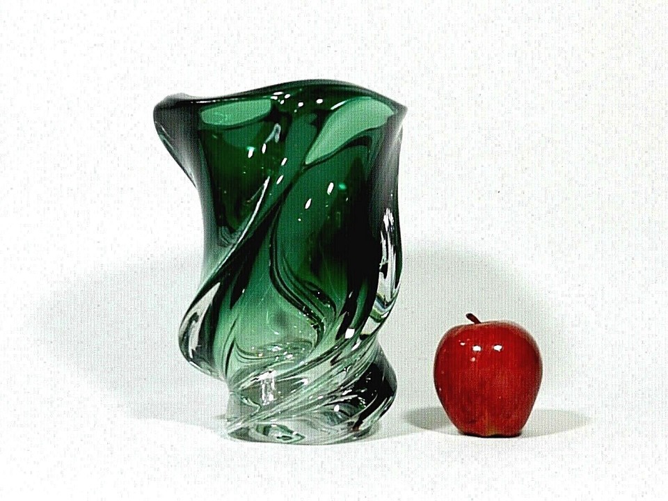 Vintage Val Saint Lambert Crystal Vase Green And Clear Signed 9 3/4" | eBay