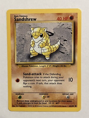 HIGH GRADE Pokémon 62/102 Sandshrew Never Played From Pack To Sleeve | eBay