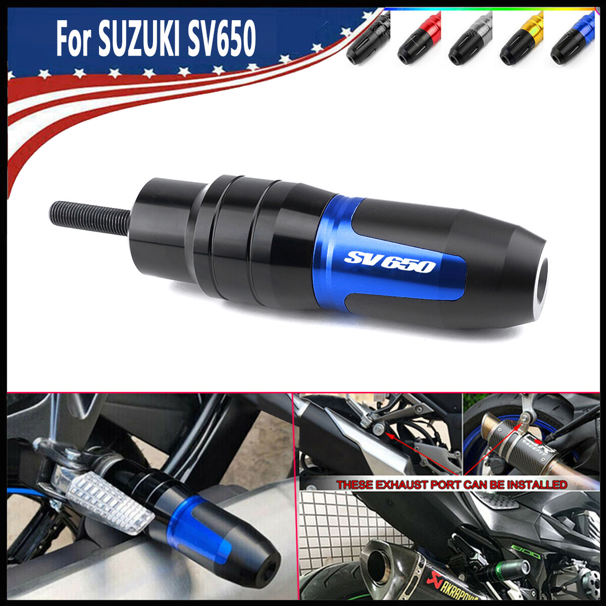 For SUZUKI SV650 CNC Frame Slider Crash Exhaust Sliders Protector M8 ...