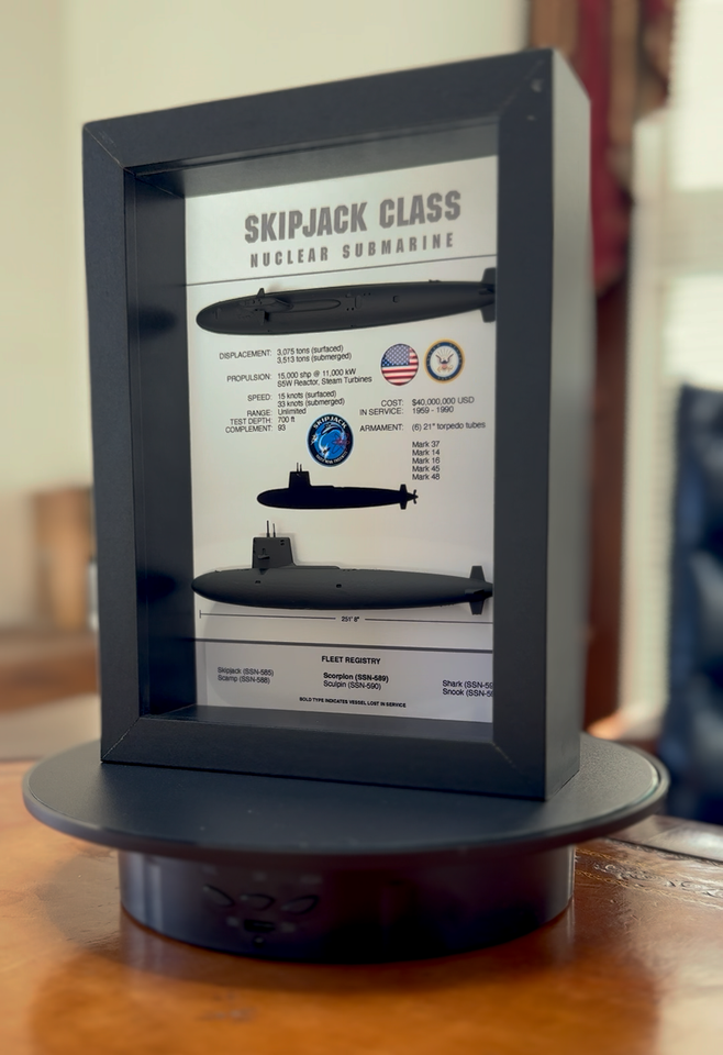 Skipjack Class Submarine Shadow Display Box, 6" x8", Black | eBay