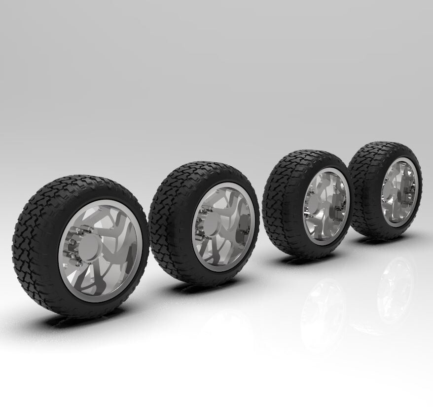 1:18 26 Inch "Cyclone" Truck Wheel And Stretched Tire Setup. 3d Printed ...