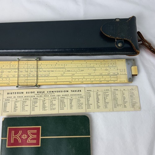 K & E 1947 Log Decitrig Slide Rule, Leather Case, Conversion Table ...