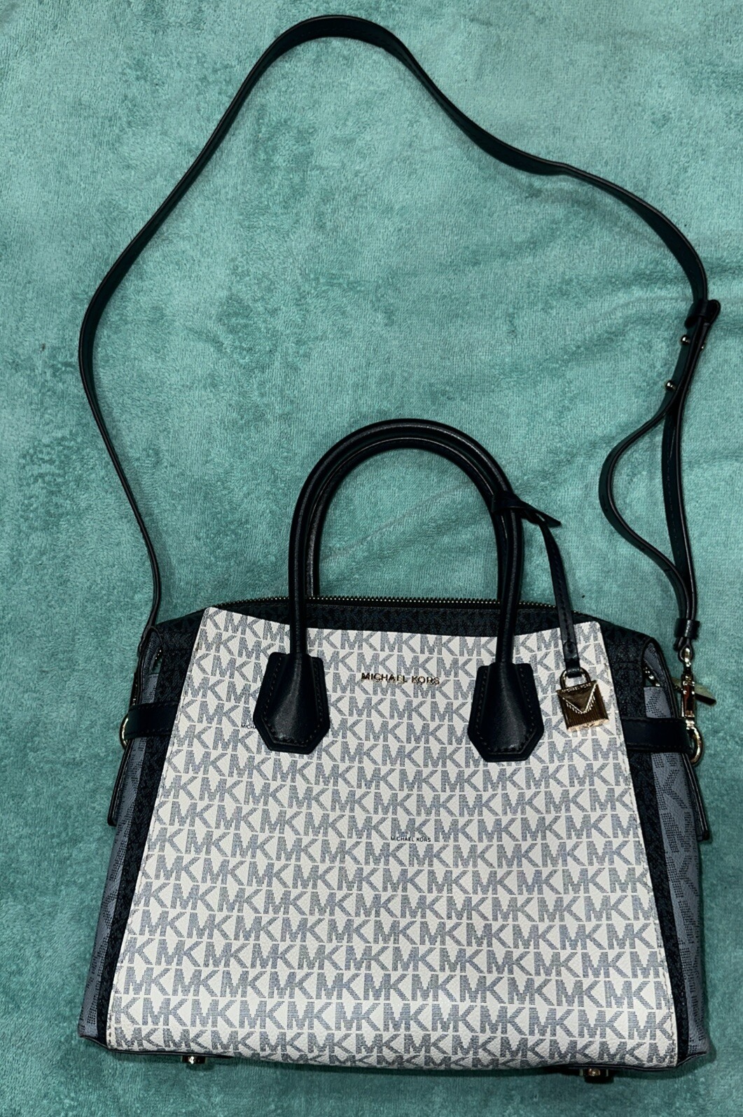 Michael Kors Mercer Medium Color-Block Logo Belted Sa… - Gem