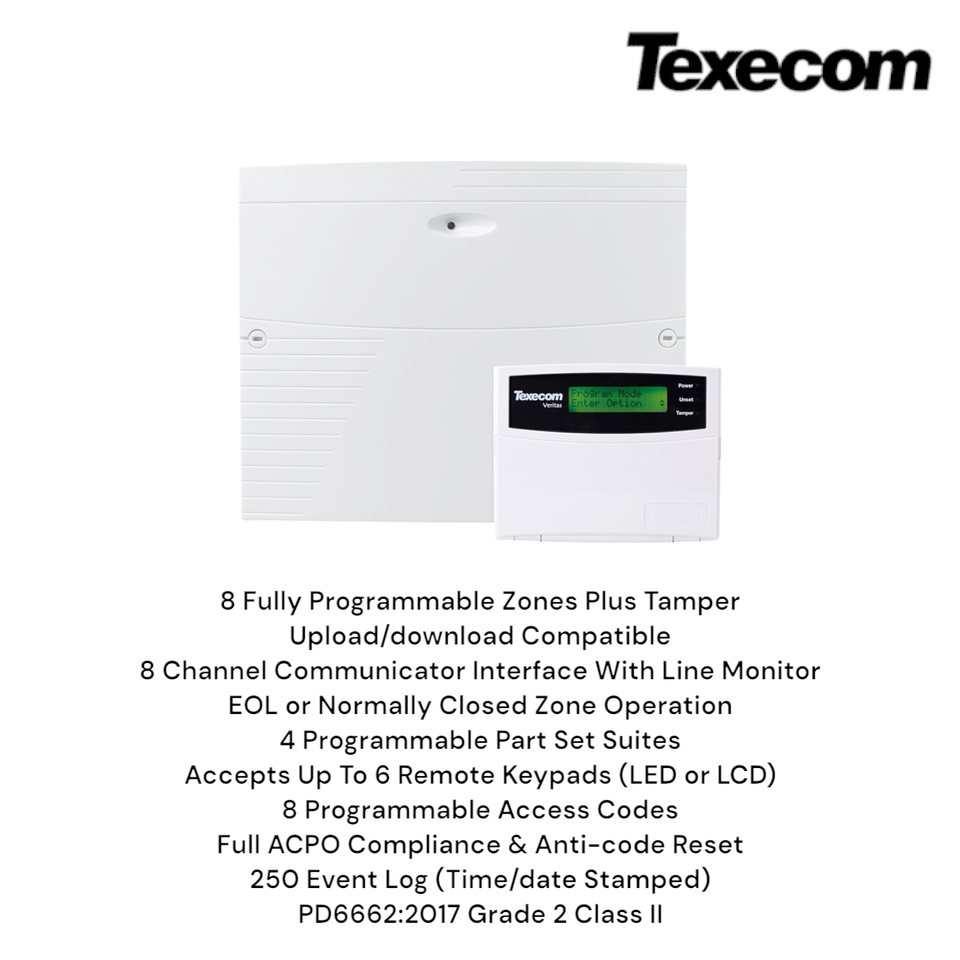 Texecom Veritas Excel Alarm Panel CFE-0001 with LCD Keypad - Home ...