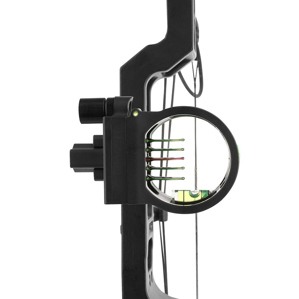 5 Pin Compound Bow Sight 0.019" Optical Fiber Adjustable Archery RH LH ...