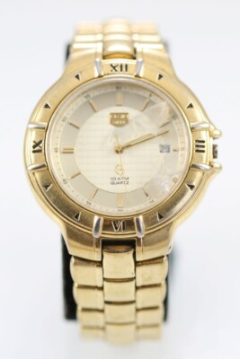 Elgin Motion Watch Men FV108 Stainless Steel Gold Date 100m NON WORKING ...