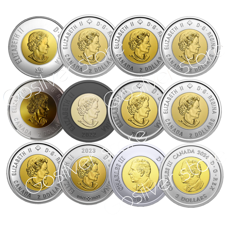🇨🇦 Full Set Canada Colored Toonie Rare $2 Dollars 12-Coins Set, 2017 ...