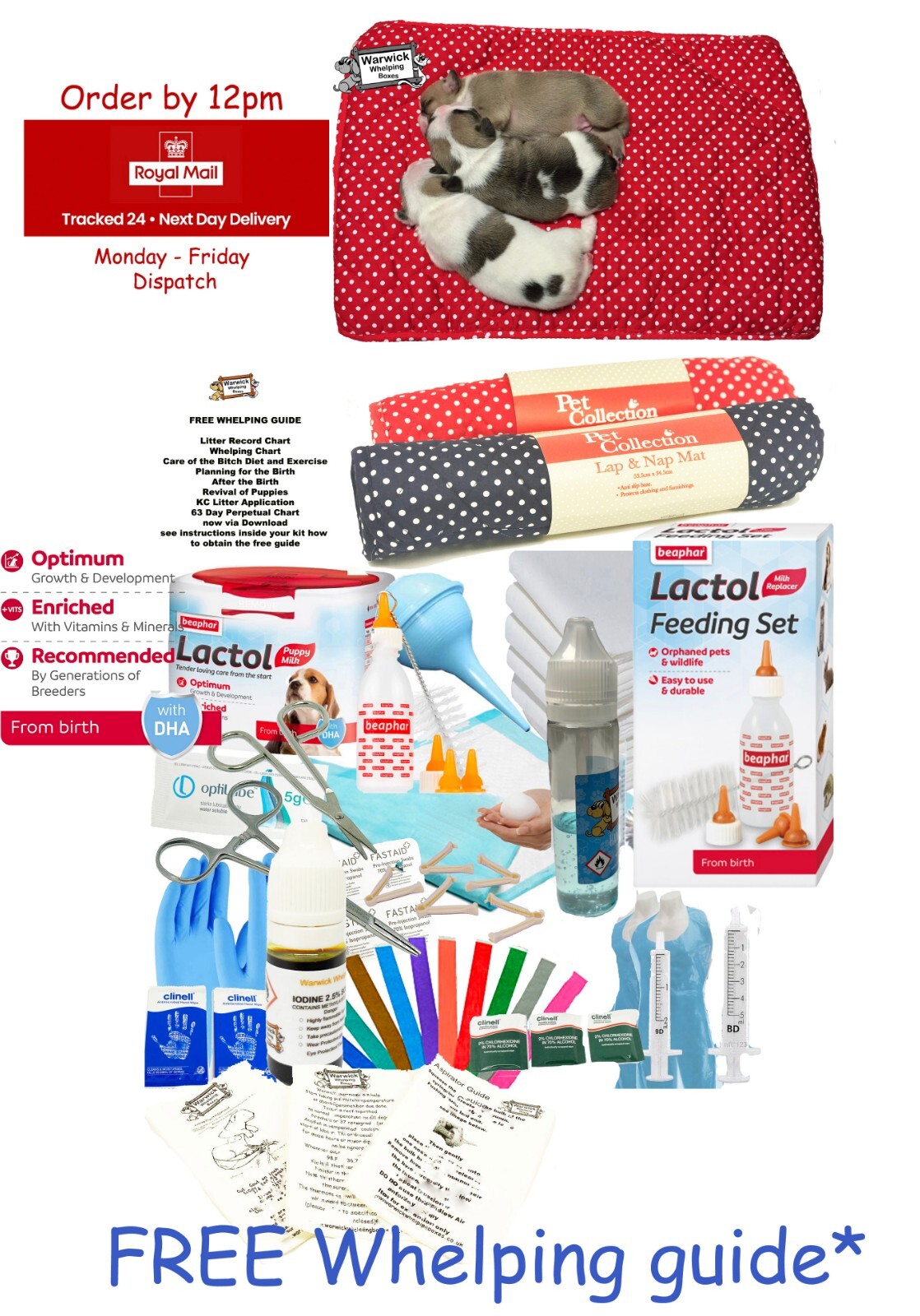 Deluxe Whelping Kit 250g Lactol Puppy Milk Dog aspirator & Iodine, FREE ...