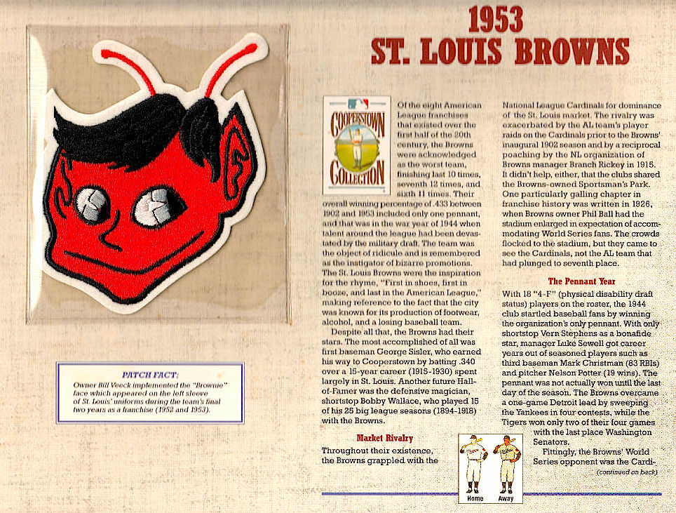 1953 ST LOUIS BROWNS Baseball Team Patch COOPERSTOWN COLLECTION ...