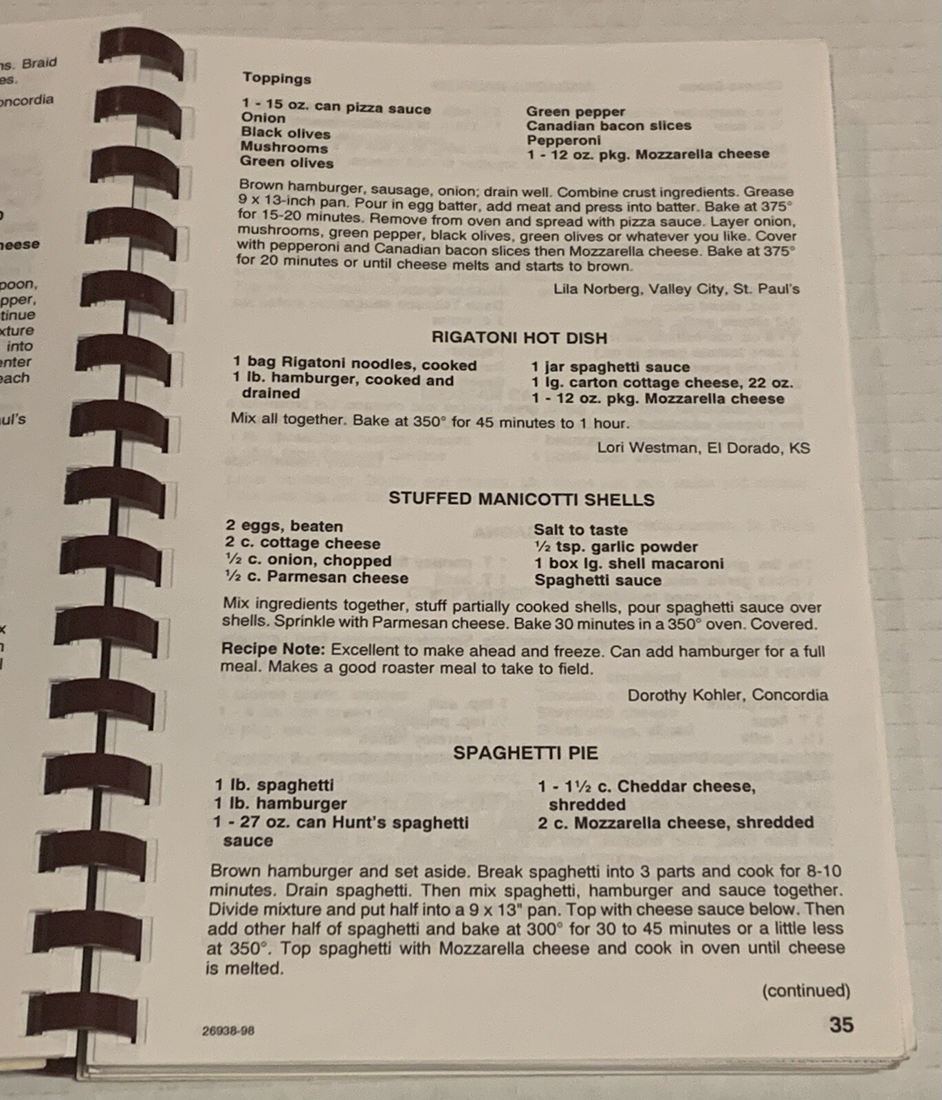 Vtg Rolling Hills Parish Recipe Collection Cookbook Sawyer North Dakota ...