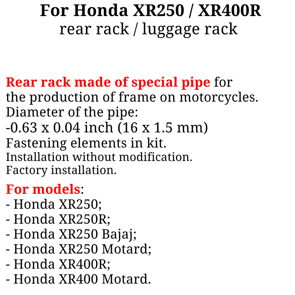 For Honda XR 400 rear rack XR 250 R rear luggage rack XR400R Motard ...