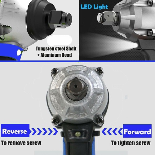 1/2" 20V Cordless Impact Wrench High Torque Rattle Gun Electric rachet ...