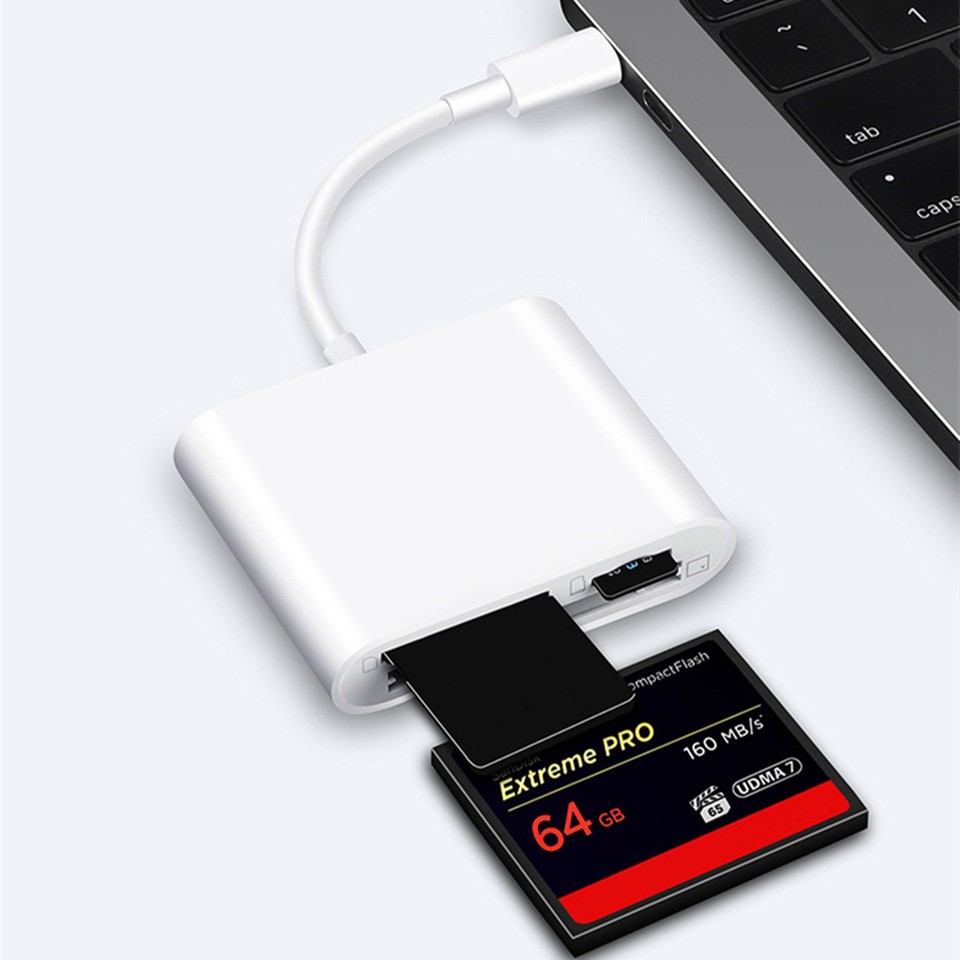 3-in-1 Type-C Card Reader for CF SD MicroSD Cards Compatible with iPad ...