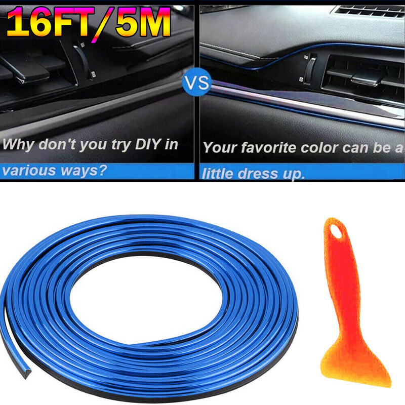 Blue 5M Car Interior Door Gap Edge Line Insert Molding Trim Decor Strip ...