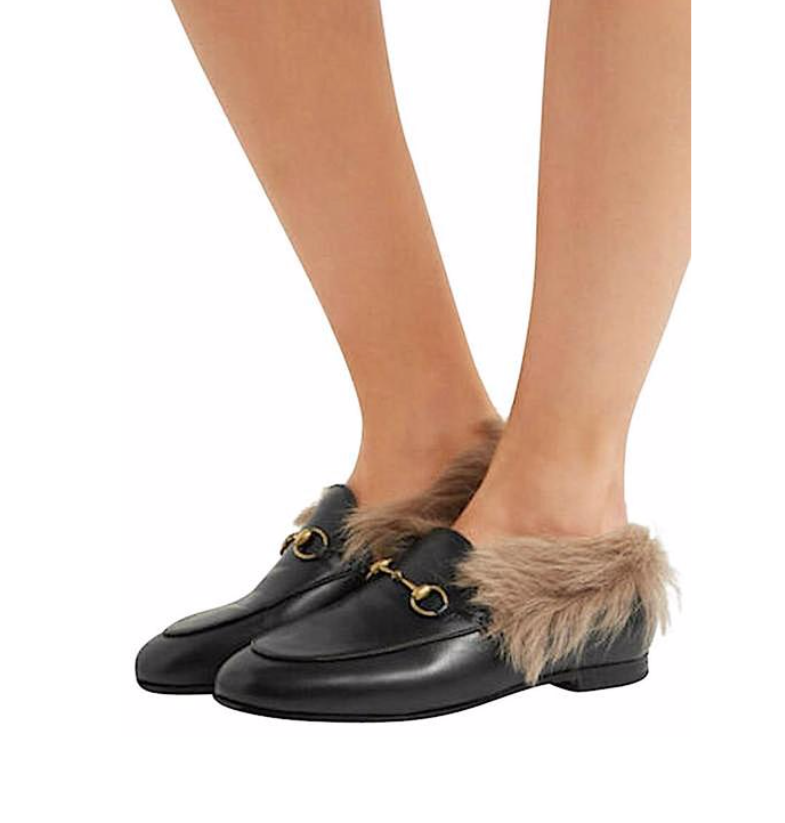 Gucci Leather Beige Fur Princetown Loafer Mules/Slides | eBay