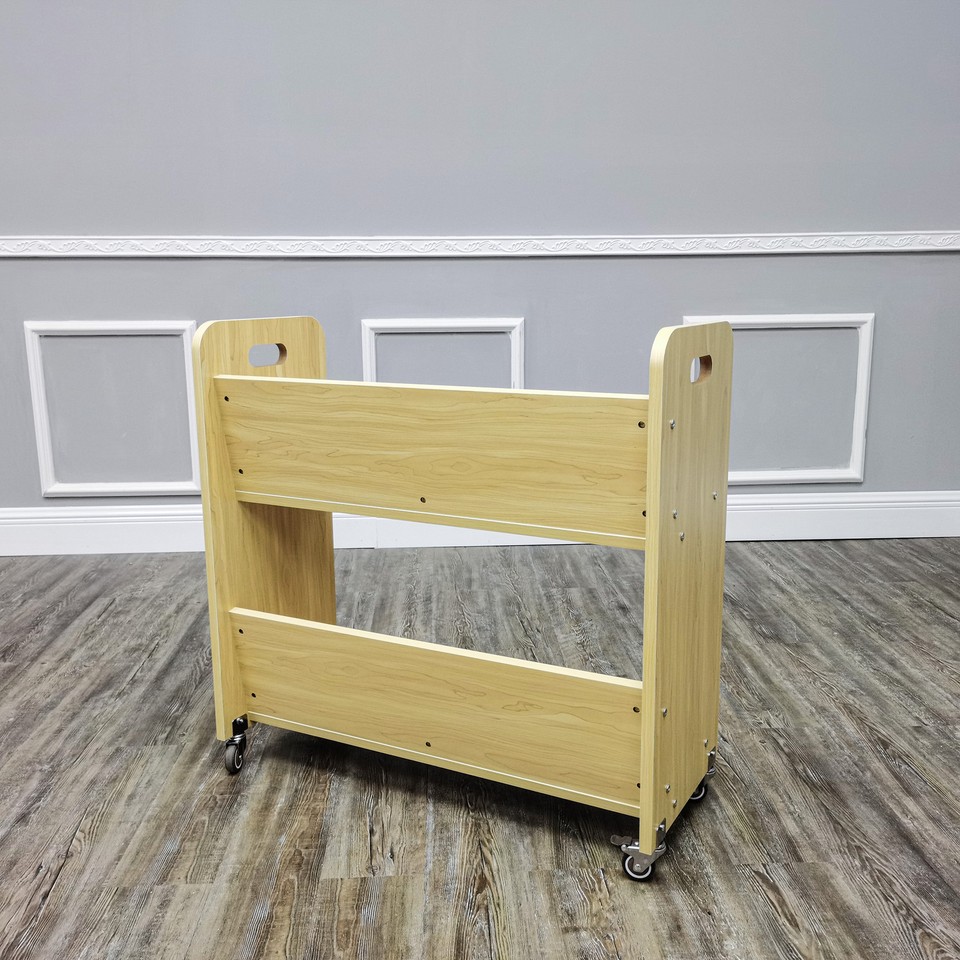 Wood (MDF) Book Cart Library Pew Cart Binder Rack Rolling Storage Cart ...