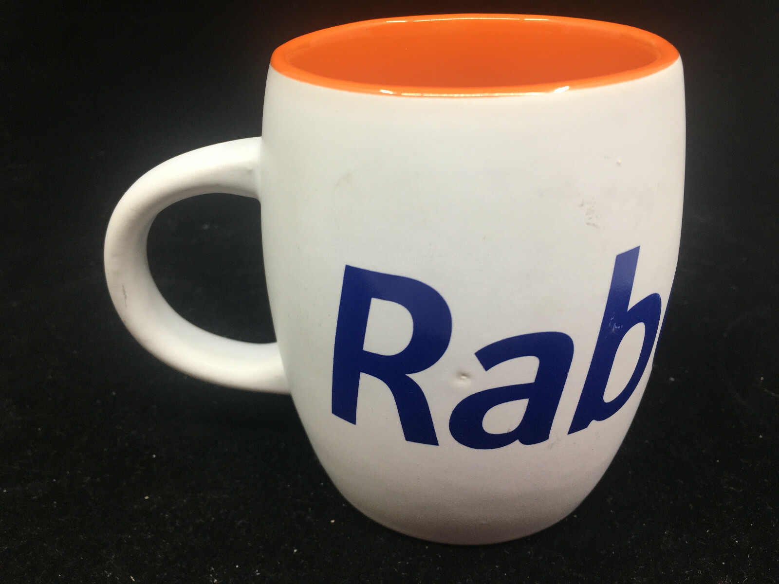 Coffee Mug Cup Rabobank Rabo Bank White Blue Lettering Orange ...