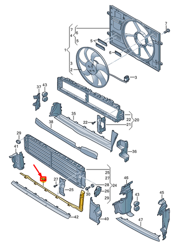 AUDI A3 Sportback 8Y Rear Lower Radiator Support Air Duct 8Y0121286 NO ...