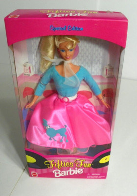 VINTAGE 1996 MATTEL FIFTIES FUN PINK POODLE SKIRT BARBIE DOLL NEW IN ...