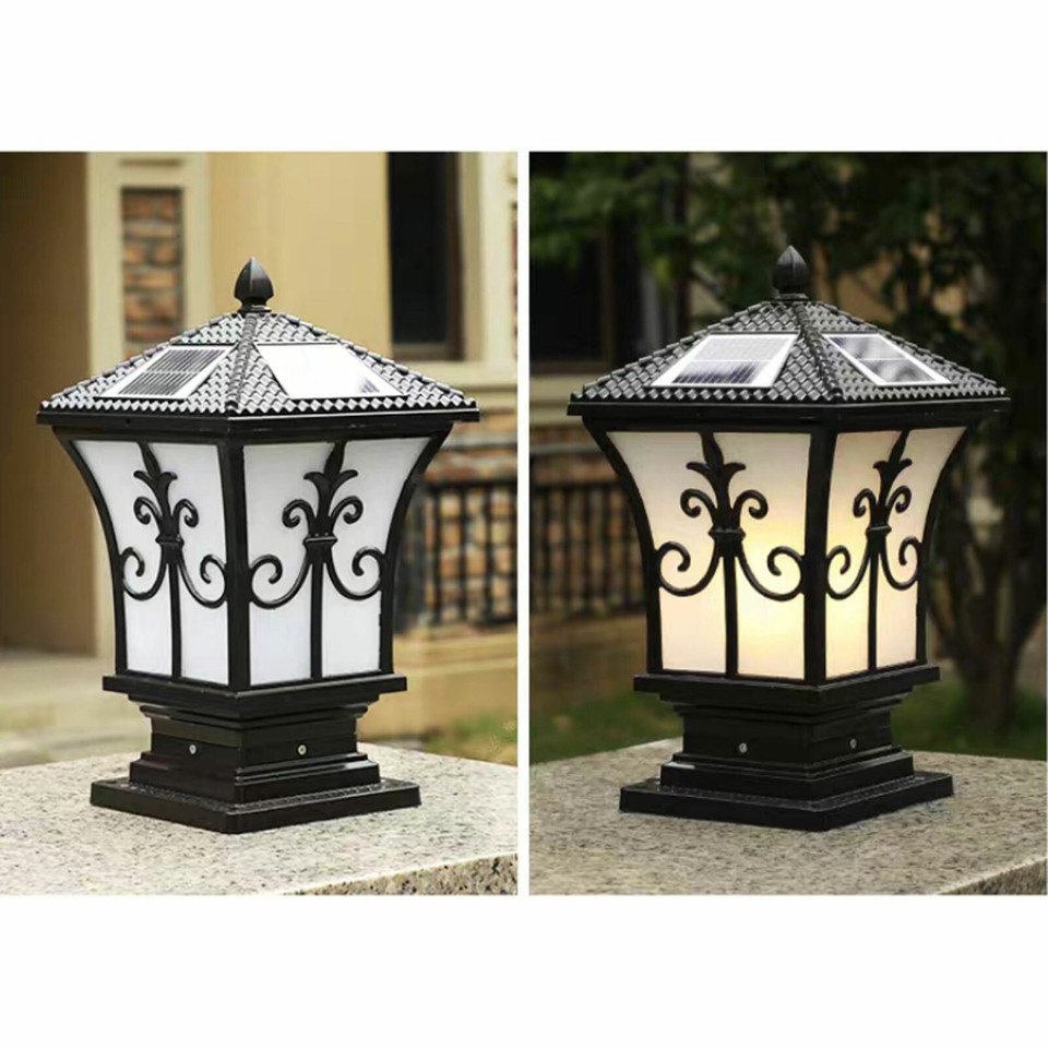 Post Light LED Outdoor Solar Powered Pillar Lamp Garden Yard Driveway ...
