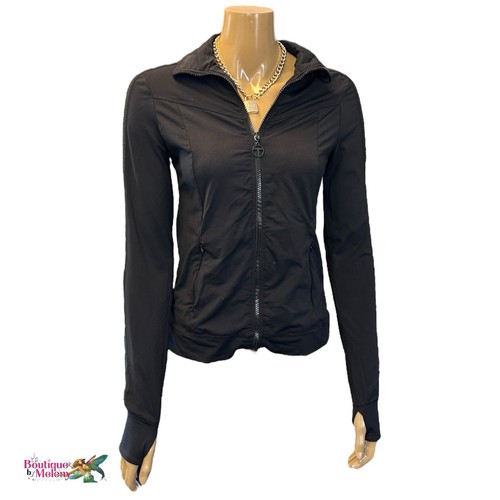 Trina Turk Recreation Black Workout Jacket Mesh Sleeve Full Zip Women ...