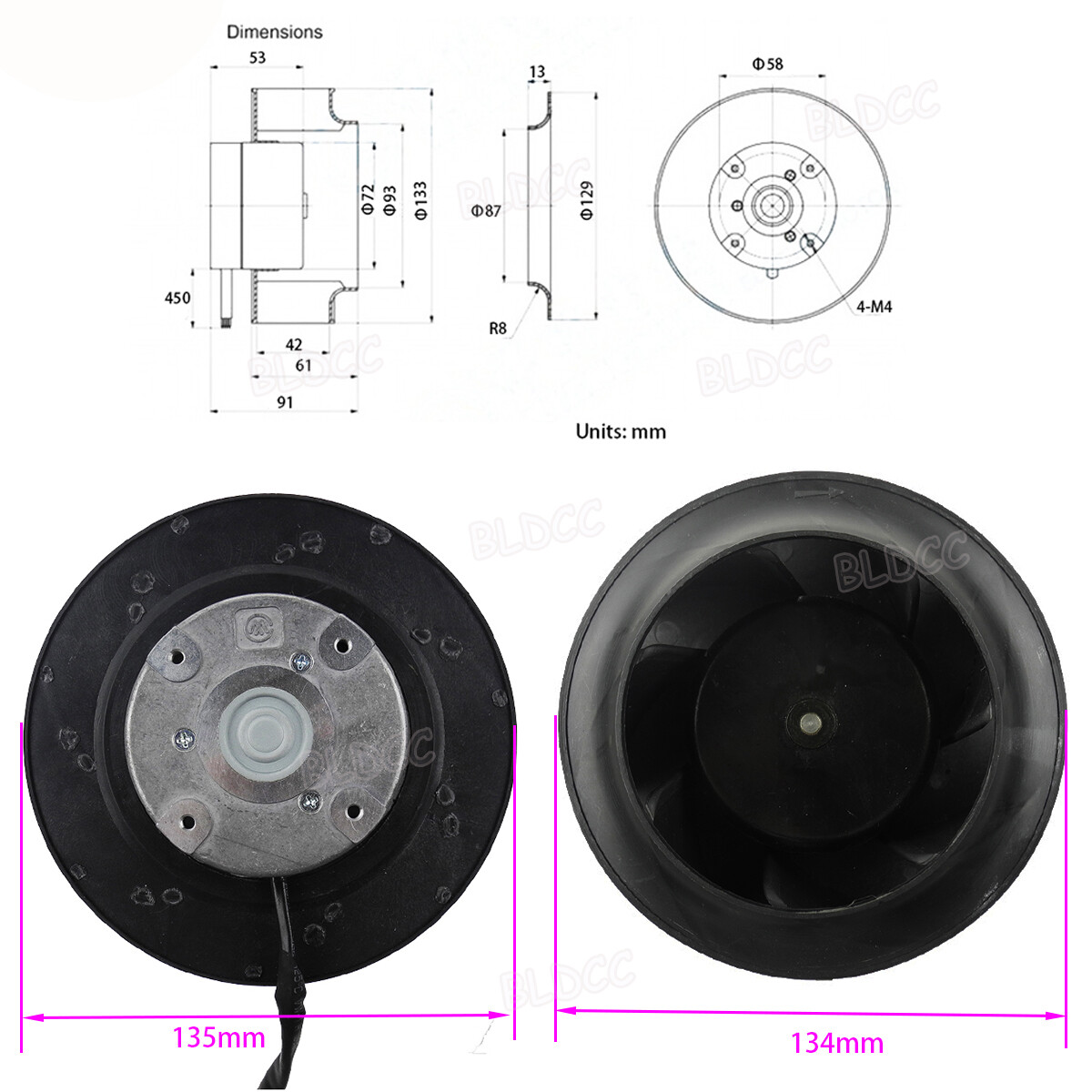 DC 48V Centrifugal Fan Outer Rotor Brushess Fan Air-conditioning ...