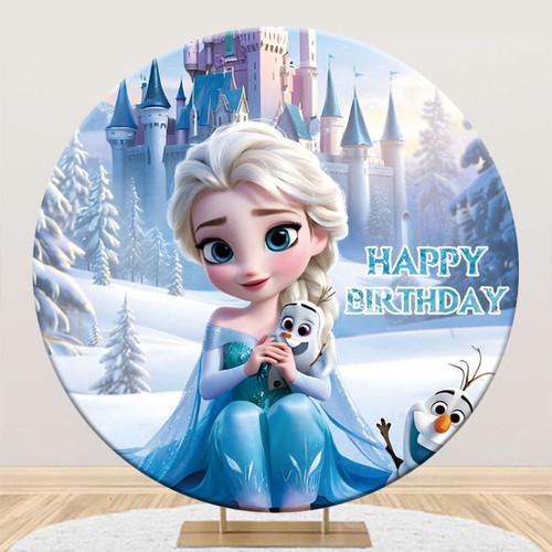 Round Princess Elsa Castle Backdrop Birthday Party Studio Background ...
