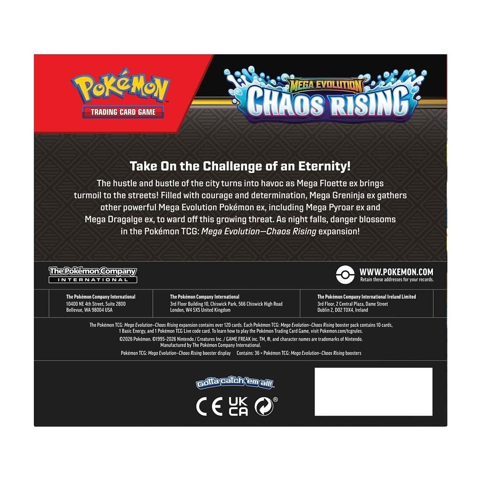 Pokémon TCG Mega Evolution Chaos Rising Booster Display Box (36 Packs ...