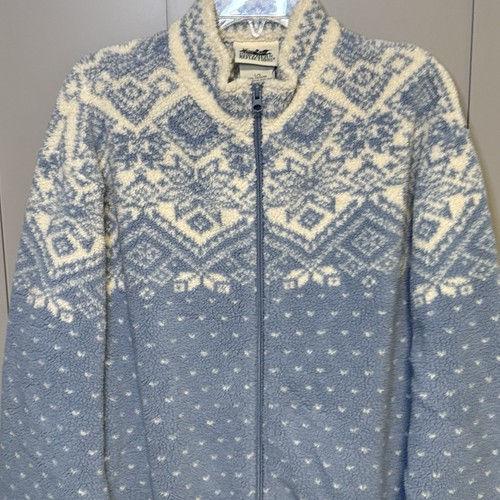 Vintage Northern Reflections Women Large Fleece Jacket Nordic Fair Isle ...