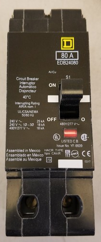 SQUARE D EDB24080 80A, 277/480V, 18kA@480V ***NEW IN BOX FAST SHIPPING ...