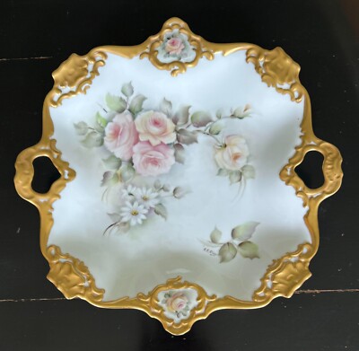 Vintage Alboth & Kaiser Gilt Floral Porcelain 12" Square Dish with ...
