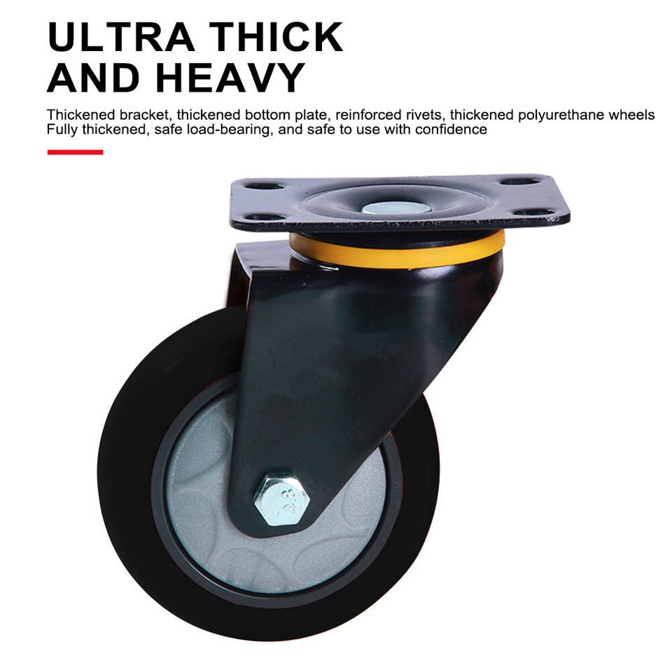 2 / 4 Pack Heavy Duty Swivel Plate Caster Wheels 3" 4" 5" Polyurethane ...