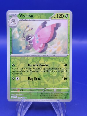 Vivillon 010/198 REVERSE HOLO Scarlet Violet Pokemon Card w TOP LOADER ...