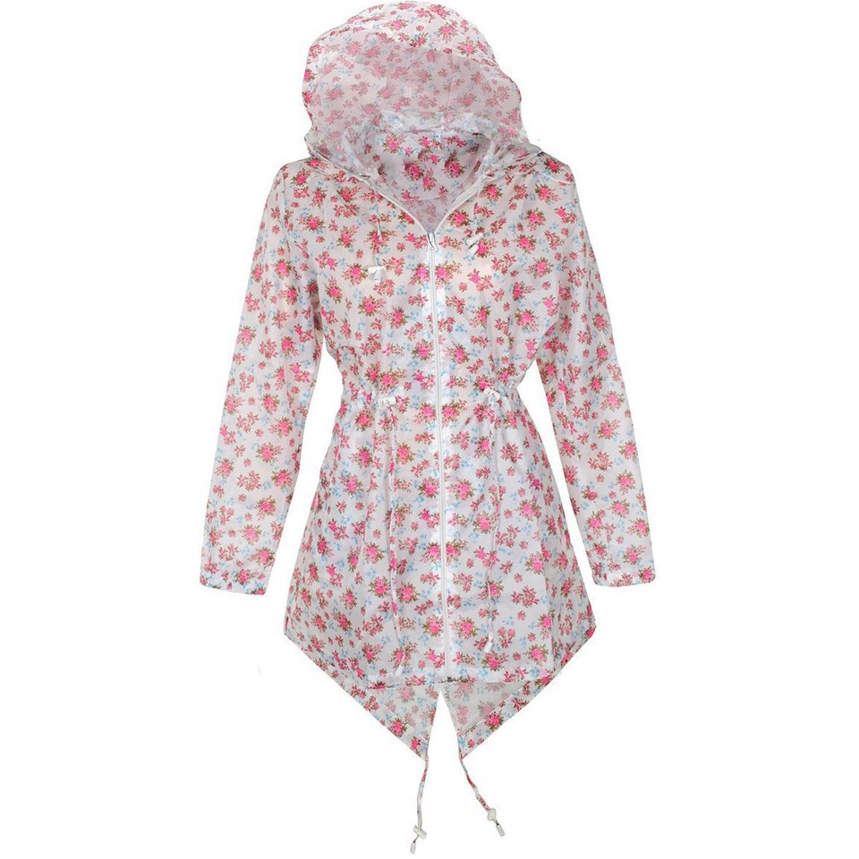 LADIES RAIN MAC WOMENS SHOWER RAINCOAT GIRLS FISHTAIL FESTIVAL KAGOOL ...