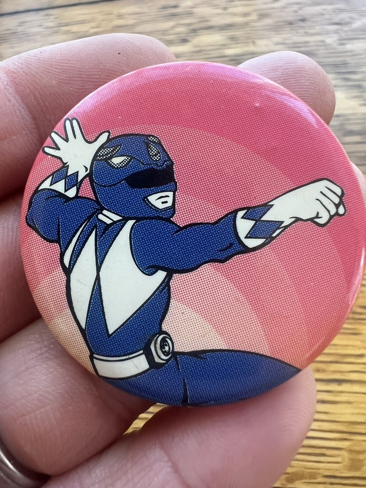 1993 Mighty Morphin Power Rangers BLUE RANGER Button Pinback | eBay