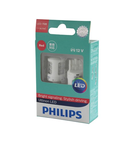 Genuine PHILIPS Ultinon Red LED Stop Light Wedge Bulb 12V T20 W21W ...