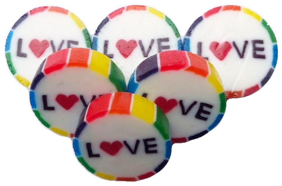 LOVE Rainbow Wrapped Rock Candy Sweets Pride #lgbtq Vegan Pink Lemonade ...