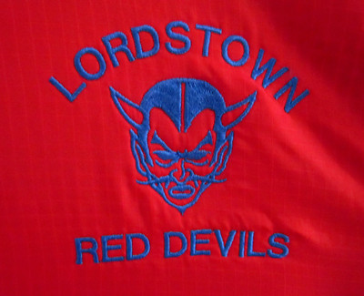 LORDSTOWN RED DEVILS mascot lrg jacket vtg OHIO Warren High School ...