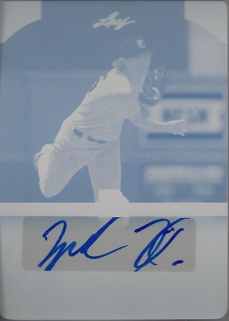2015 Leaf Perfect Game Autographs Printing Plates Cyan Zachary Hess ...