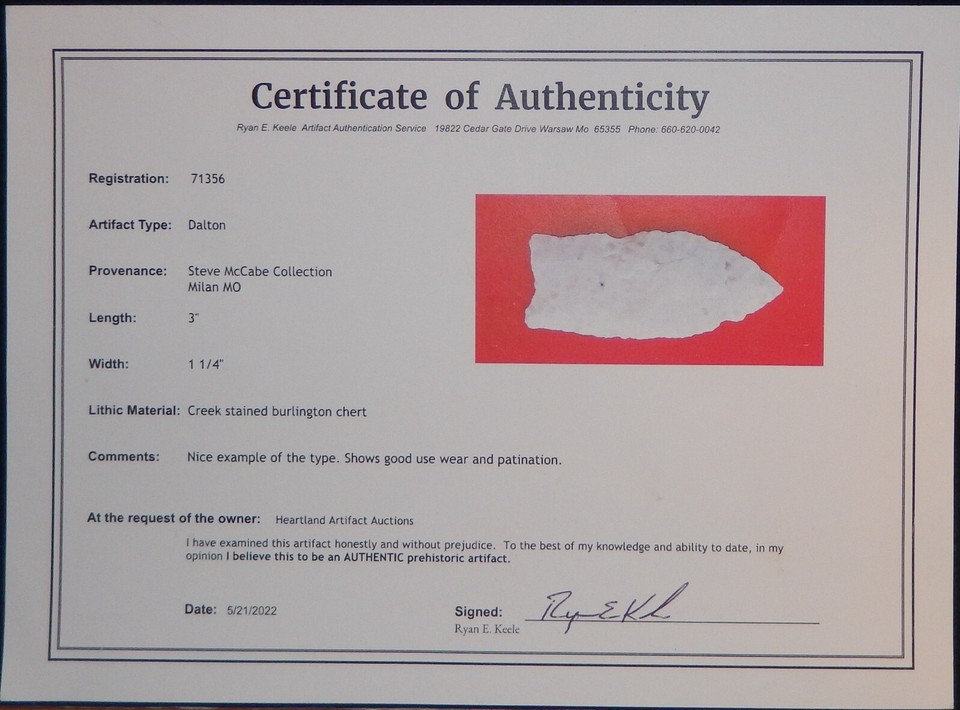 VERY NICE MISSOURI FOUND BURLINGTON DALTON with RYAN KEELE COA X ...