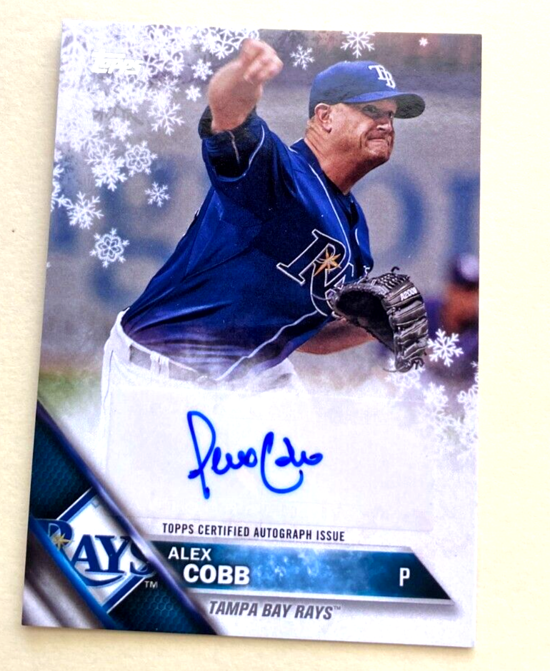 ALEX COBB 2016 TOPPS WALMART HOLIDAY MEGA AUTO CARD A-AC TAMPA BAY RAYS ...