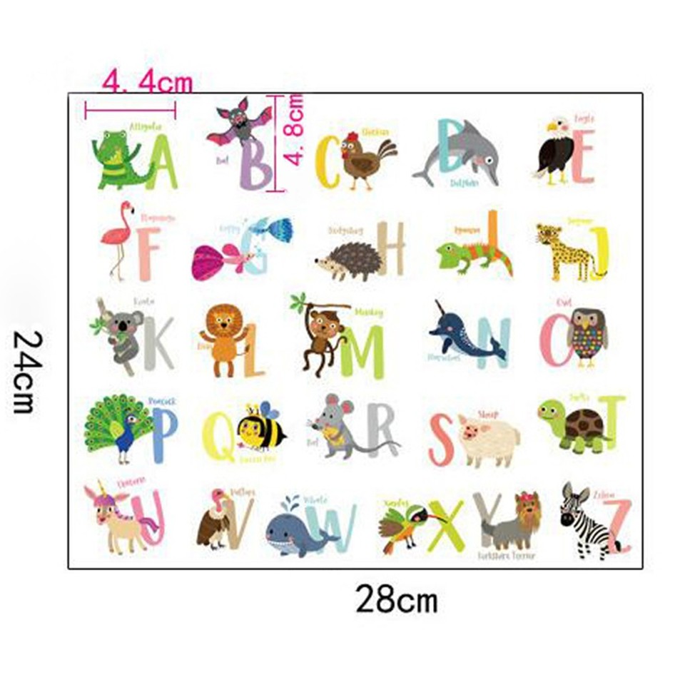 Alphabet Wall Decals Stickers Kids Bedroom Applique Removable Decor ...