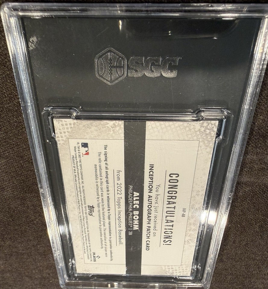 2022 Topps Inception Autograph Patch Alec Bohm #IAP-AB /249 (AU, MEM ...