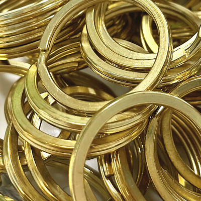 Solid Brass Split Rings Large Key Ring 35mm Flat Double Hook Loop ...