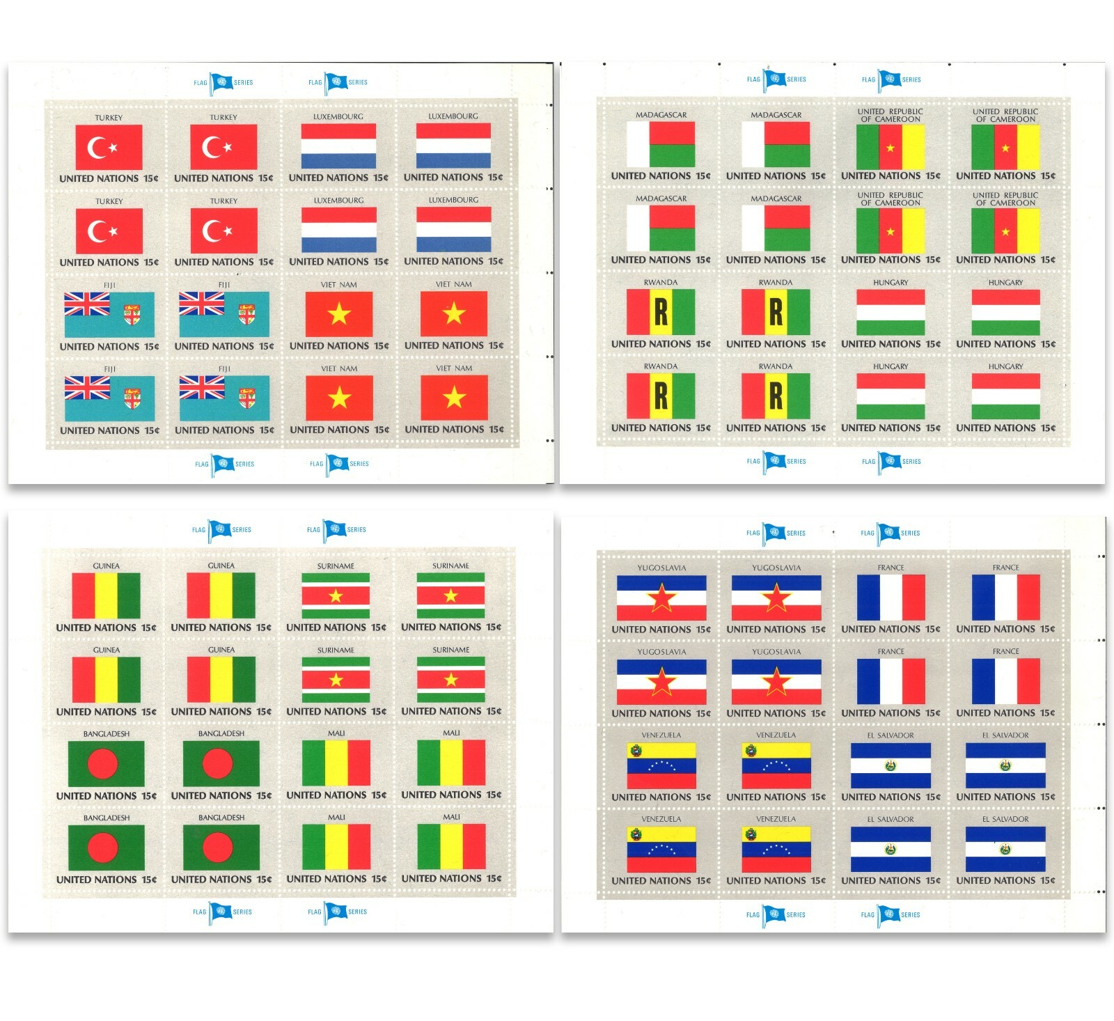 United Nations UNO Flags of 48 Countries 12 Sheetlets of Stamps All ...